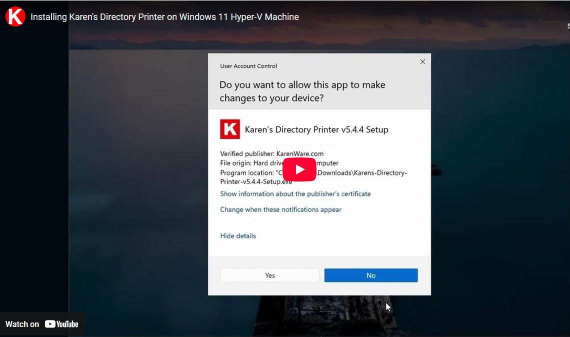 Installing Directory Printer on Windows 11 Home – Karenware.com Blog